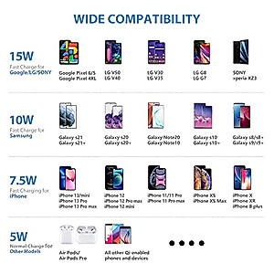 Fast Wireless Charger,15W Wireless Charging Stand with QC3.0 Adapter,Adjustable and Foldable for iPhone 14/13/12/11 Pro Max/Plus/XR/XS/8/Samsung Galaxy S21/S20/S9/Note 20/10/Google Pixel 7/6/5/4/Pro
