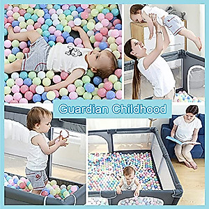Baby Playpen, 78" x 62" x 26" Playpen for Babies and Toddlers, Indoor & Outdoor Kids Activity Center, Sturdy Safety Play Yard with Soft Breathable Mesh, Dark Grey (Including 50 Ocean Balls)