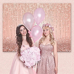 Avezano 8x6ft Rose Gold Bokeh Backdrop Glitter Rose Gold Sweet Sixteen Birthday Party Background Rose Gold Birthday Baby Shower Wedding Bridal Shower Kids Portraits Photo Studio Backdrops