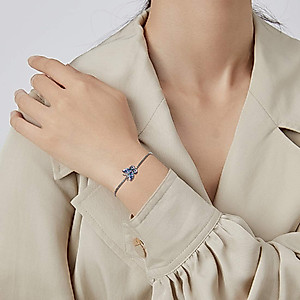 Hipunk Butterfly Mystic-Rainbow-Topaz Bracelets Birthstone Women 925 Sterling Silver Fire-Topaz Birth Stone Animal Butterflies Adjust Link Bracelet Crystal Birthday Jewelry SB0001C