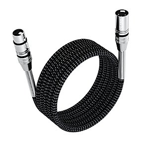 FIBBR XLR Cable 6ft/2M, Microphone Cable Nylon Braided XLR Male to Female Heavy Duty Balanced Microphone Cord Compatible with Preamps/Speaker Systems and More