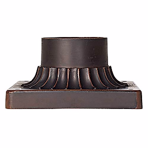 John Timberland Outdoor Pier Mount Post Adapter Antique Bronze Aluminum Fluted Column Style Base 5 3/4" for Exterior House Porch Patio Outside Deck Garage Yard Garden Driveway Home Lawn Walkway