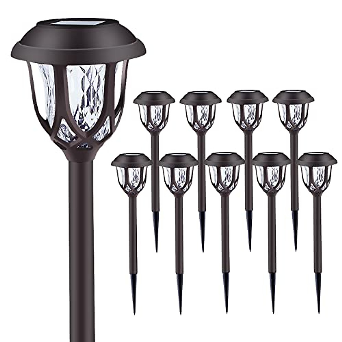 StarGinz Solar Lights Outdoor Decorative,10 Packs Solar Pathway Lights,Powered Landscape Lighting,Waterproof Solar Powered Garden Yard Lights for Walkway Sidewalk Driveway-Warm White