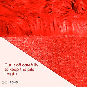 EOVEA - Faux Fur Fabric Square - Shaggy Faux Fur Trim - Precut Fluffy Faux Fur Patch - Craft Fur Fabric Material - Hobby & Craft Supply for DIY, Costume, Decoration, Gnome (30"X36", Red)
