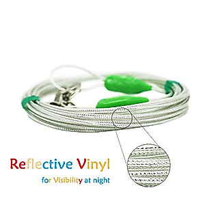 Petest 25ft Reflective Tie-Out Cable for Small Dogs Up to 35 Pounds
