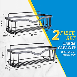 BABYLION1 Black Shower Caddy – 2 Pack, Bathroom Shower Organizer – Rustproof 304 Stainless Steel, Wall Mounted Adhesive Bathroom Shelf for Inside Shower