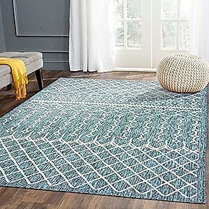 LR Home Sun Shower Indoor/Outdoor Area Rug, 8' x 10', Blue/Gray