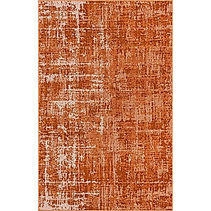 Rugs.com Valencia Collection Area Rug – 5' x 8' Orange Low Rug Perfect for Bedrooms, Dining Rooms, Living Rooms