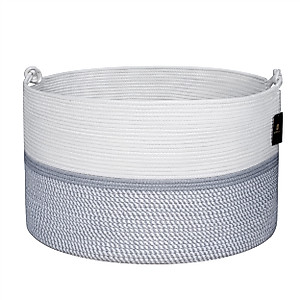 VERSAINSECT ton Rope Basket - Decorative White Storage Bins for Room Organization