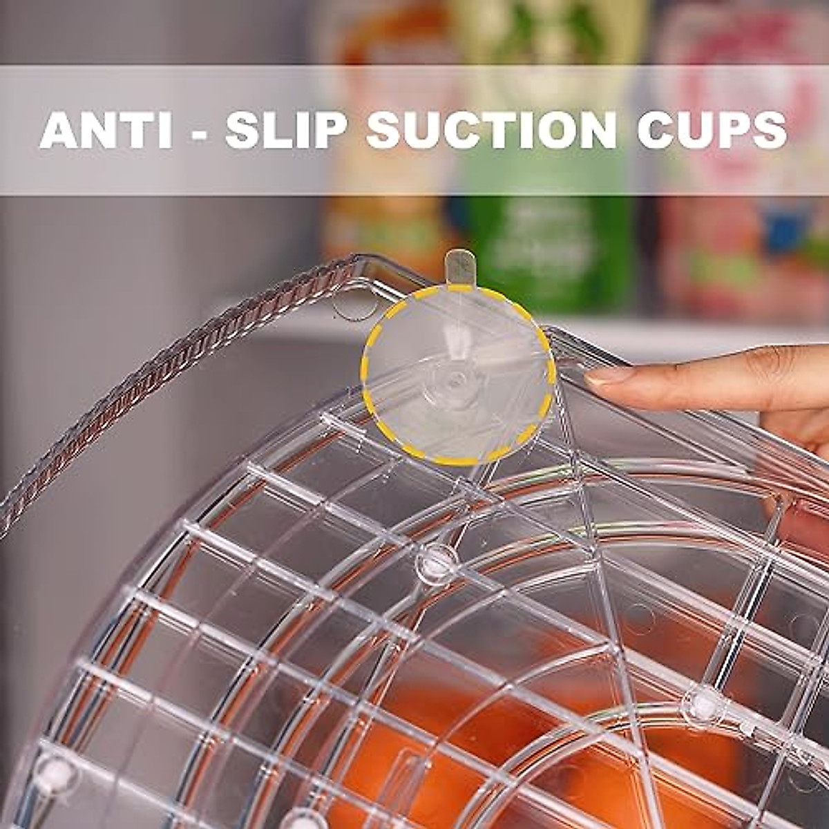 Yatmung Long Square Lazy Susan Turntable for Refrigerator - 16.5 Inch Clear Rectangular Lazy Susan Storage - Cabinet, Countertop, Pantry, Kitchen - Large Fridge Lazy Susan Organizer Rectangle