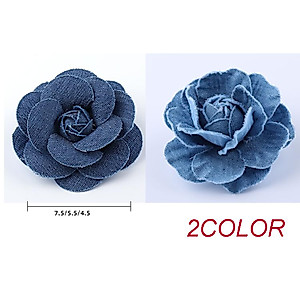 YXQ 6Pcs Fabric Flower 3 Sizes Denim Flowers Decoration DIY Crafts