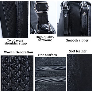 ELDA 10 Pockets Crossbody Purse for Women Medium Pocketbooks Ladies Soft PU Leather Shoulder Bag Ladies Top Handle Satchel