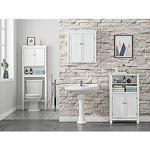 UTEX Bathroom Storage Over The Toilet, Bathroom Cabinet Organizer with Adjustable Shelves, Bathroom Space Saver for Bathroom, White