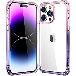 Mkeke for iPhone 14 Pro Case, [Military Grade Protection] [Not Yellowing] Shockproof Phone Case for Apple iPhone 14 Pro 2022 - Pink to Purple