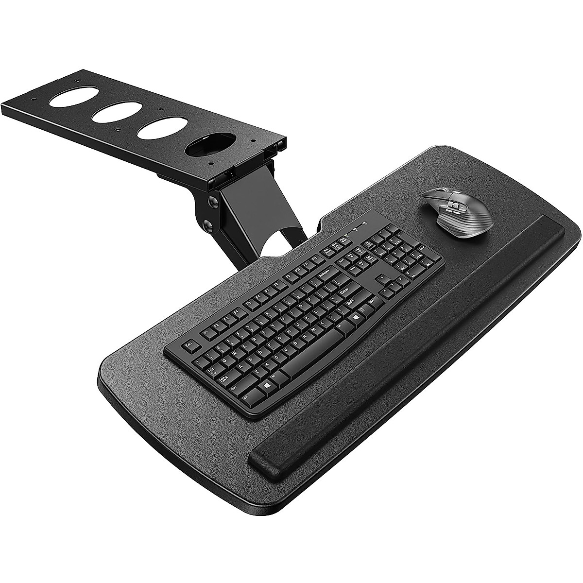 HUANUO Keyboard Tray Under Desk, 360 Adjustable Ergonomic Sliding Keyboard & Mouse Tray, 25" W x 9.8" D, Black