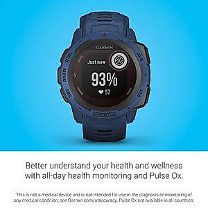 Garmin - Instinct Solar Rugged GPS Smartwatch 45mm - Tidal Blue (Renewed)