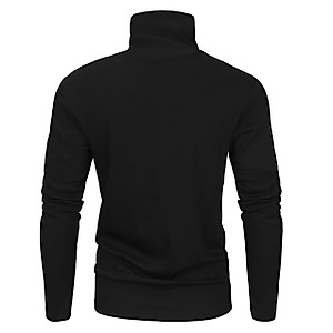 Derminpro Men's Thermal Turtleneck Soft Long Sleeve Soft T-Shirt Black X-Large