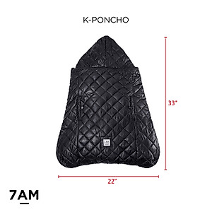 7AM Enfant Baby Carrier Cover - K-Poncho Universal Fit Winter Ultra Soft Plush Lining, Water Repellent Bunting Bag with Adjustable Hood, Multifunctional Stroller & Car Seat Blanket Cover | (0-3T)