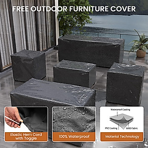 UDPATIO Outdoor Patio Furniture, 4 Pieces Outdoor Sectional Patio Set with Storage Coffee Table and Khaki Cushions, Patio Loveseats Balcony Furniture for Small Space