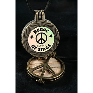 Original 1969 Woodstock Piece of Stage Encased Inside a Bronze Peace Pendant Necklace for Music and History Lovers