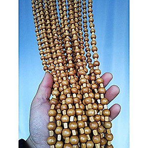 OKUOKA Light Brown Beaded Door Curtains for Doorways Wood Bead String Curtain for Room Dividers Handmade Home Hanging Retro Decoration, Customizable (Size : 29 strands-80x215cm)