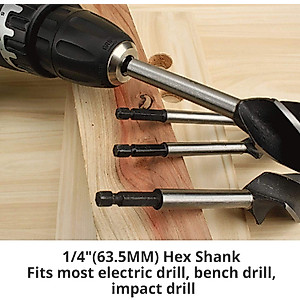 Wood Drill Bit Reaming Drill Wood Auger High-Carbon Steel Fast Cut Woodworking Drill Bit Set 6pcs 14mm, 16mm, 18mm, 20mm, 22mm, 25mm