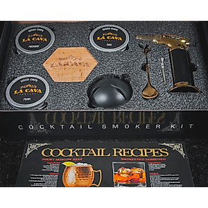 Cocktail Smoker Kit with Torch – 6 Flavors Wood Chips – Sphere Ice Mold, Bourbon, Whiskey Infuser Kit, Old Fashioned Drink Birthday Bourbon Whiskey Gifts for Men, Dad, Husband (Without Butane)