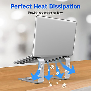 Tonmom Laptop Stand for Desk, Metal Laptop Riser Holder, Removable Notebook Stand Ventilated Cooling Computer Stand Compatible with 10-15.6” Laptops