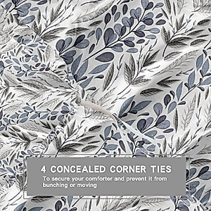 Helthep Floral Duvet Cover Queen Size, Soft Queen Duvet Cover Set, 3 Piece Double Brushed Queen Size Duvet Covers with Zipper Closure, 1 Duvet Cover 90x90 inches and 2 Pillow Shams