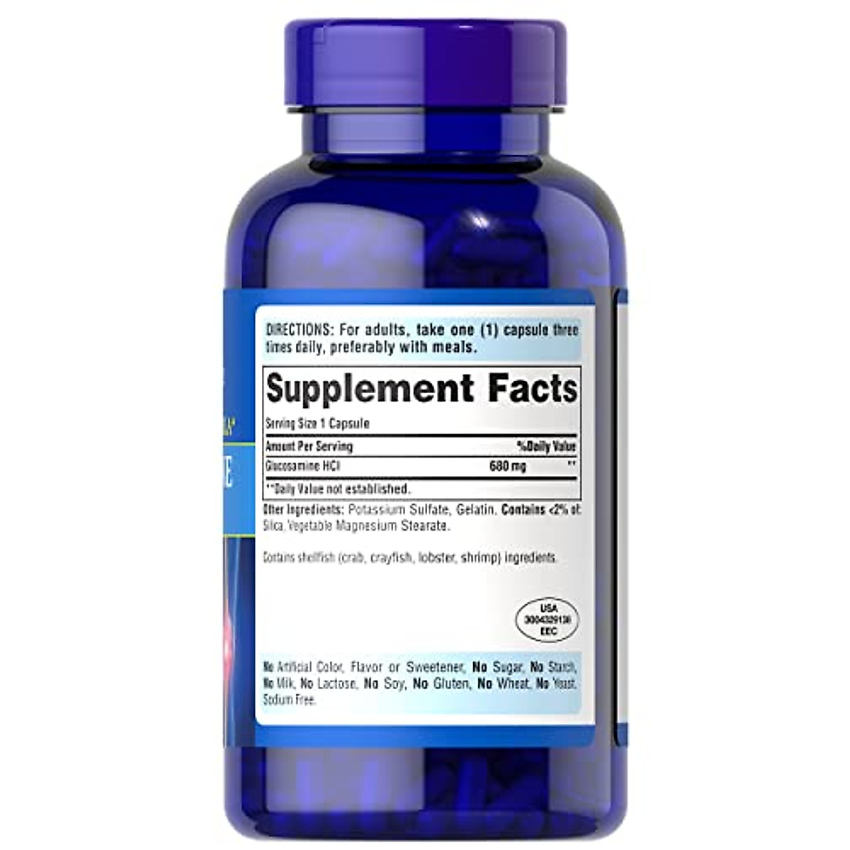 Puritans Pride Glucosamine HCI 680 Mg Capsules, White, Unflavored, 240 Count (Pack of 1)