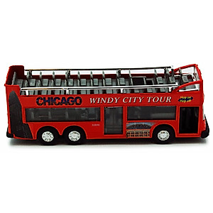 Showcasts Chicago Sightseeing Double Decker Bus Open Top, Red 2168CG - 6 Inch Scale Diecast Model Replica, but NO Box