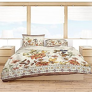 Durable Duvet Cover Set 3 Piece Bedding Sets Twin Size, Rustic Flowers Comforter Set Soft Microfiber Fill Bedding with 1 Comforter Cover, 2 Pillowcases Farmhouse Floral Fall Plants Rural Southwest