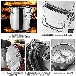 BEAMNOVA 22L 5.81 Gal Oil Still Kit, Stainless Steel Home Build-in Thermometer…
