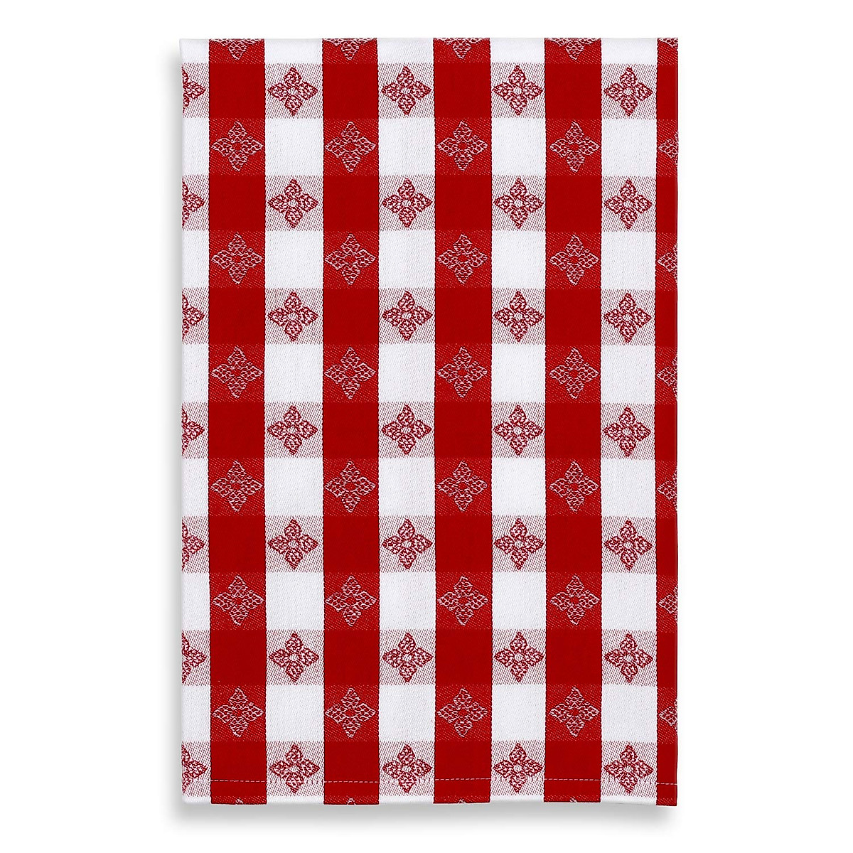 Cackleberry Home Red and White Tavern Check Woven Cotton Jacquard Kitchen Towels 18 x 28 Inches, Set of 3