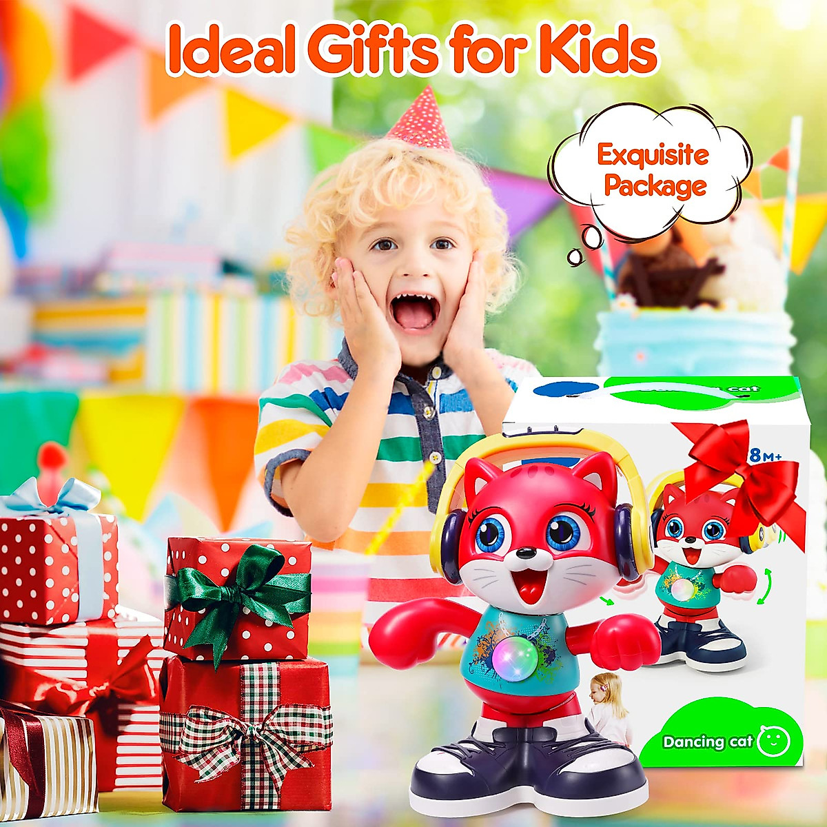 LUDILO Baby Toys 12-18 Months Interactive Dancing Cat Toddler Toys for 1 Year Old Boy Gifts Infant Baby Musical Toys for Toddlers 1-3 Early Educational Toy Birthday Gifts for 1 2 3 Year Old Boys Girls