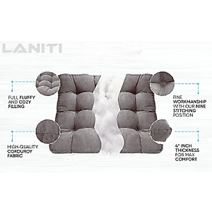 LANITI 24” Inch Extra Large Floor Cushions Tufted Floor Pillow for Adults Square Meditation Ultimate Comfort Oversized Pillows for Floor Cushion (Charcoal)