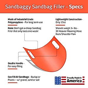 Sandbaggy Sandbag Filler | Made in USA | One Man Operation | Fills Sandbags 2X Faster Than Shovel | Only 10 Seconds to Fill A Bag | Heavy Duty Construction For Long Term Use | Can Fill Sand Or Gravel