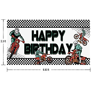 Large Motocross Happy Birthday Banner | Motocross Birthday Party Supplies Decoration | Motocross Birthday Party Backdrop Background - 6.6 x 3.3 FT