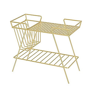 LiLi_Shop Magazine Newspaper Baskets Magazine Rack Newspaper Magazine Storage Rack Magazine Rack Storage Rack Children Home Wrought Iron Bookcase Bedroom Shelf (Color : Gold, Size : 6253.531.5cm)