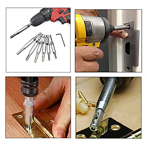 Yakamoz 17Pcs 1/4-Inch Hex Shank Self Centering Drill Bit Set Hinge Tapper Core Center Drill Bits for Door Window Cabinet Hole Opening Woodworking Tool, 5/64'' 7/64'' 9/64'' 11/64'' 13/64'' 5mm 1/4''