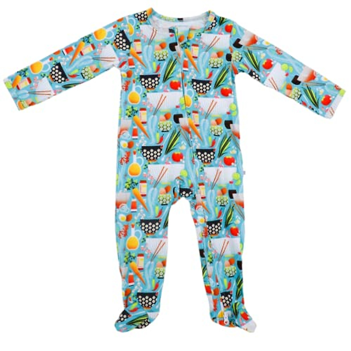 Jade&Kai Bamboo Footie Pajamas | Naptime n' Noodles | Soft and Stretchy | Gentle on Skin | Zipper Closure | Multiple Sizes (0-3mo)