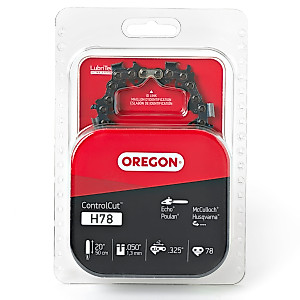 Oregon H78 ControlCut Chainsaw Chain for 20-Inch Bar – 78 Drive Links, Replacement Low-Kickback Chainsaw Blade, .050 Inch Gauge, .325 Inch Pitch, fits Echo, Poulan, Ryobi & Husqvarna Models (H78),Black