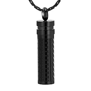 constantlife Cremation Jewelry for Ashes Openable Pill Case Urn Necklace Keepsake Perfume Memorial Pendant Locket Charm Accessories (Black)