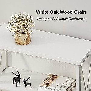 FATORRI Small Bookcase, Bookshelf for Small Space, Short Rustic Bookshelf, Wood and Metal Book Case and Book Shelf (White Oak)