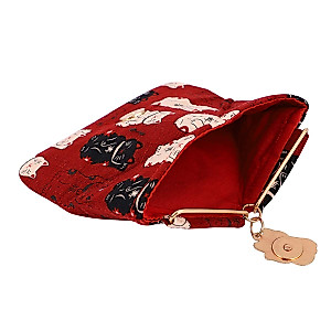 TENDYCOCO Women Wallet Lucky Cat Printed Coin Purse Magnetic Buckle Cotton Pouch Japanese Style Wallet