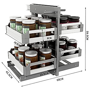 ZHIRCEKE Kitchen Blind Corner Pull Out Shelf Organiser Corner Slide Out Pan Pot Rack Shelving Unit Organizer for 900-1000mm Cabinet