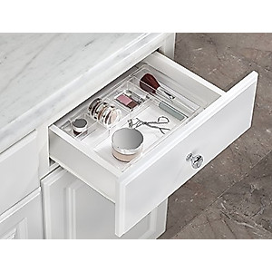 iDesign Extendable, Adjustable Drawer Organiser Tray Made of Durable Plastic, Makeup Storage Solution for Brushes, Accessories and More, Clear, 1 x