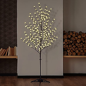 LIGHTSHARE 6.5 feet 208L LED Lighted Cherry Blossom Tree, Warm White, Decorate Home Garden, Spring, Summer, Wedding, Birthday, Christmas Holiday, Party, for Indoor and Outdoor Use