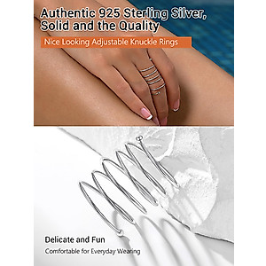 PROSILVER 925 Sterling Silver Ring Full Finger Ring Stacking Italian Silver Adjustable Opening Ring for Women