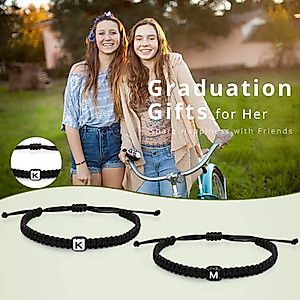 Btysun Bracelets for Her Initial C Charm Bracelet for Women Mothers Day Graduation Gifts for Her Wife Girlfriend Adjustable Woven Rope Birthday Jewelry